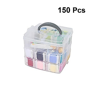 EXCEART Cross Stitch Kits 1 Set Embroidery Floss Set, Friendship Bracelet String Kit, String Bracelet Making Kit, 150 Pcs Embroidery Thread for DIY Sewing Use Cross Stitch Kit