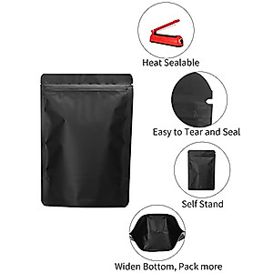 100 Pieces Resealable Mylar Bags 3.3x5.1 inch, Smell Proof Pouch Stand Up Zipper Lock Aluminum Foil Bag, Packaging for Small Businesses, Packaging Bags for Storage Supplies (3.3x5.1 inch, Black, 100)