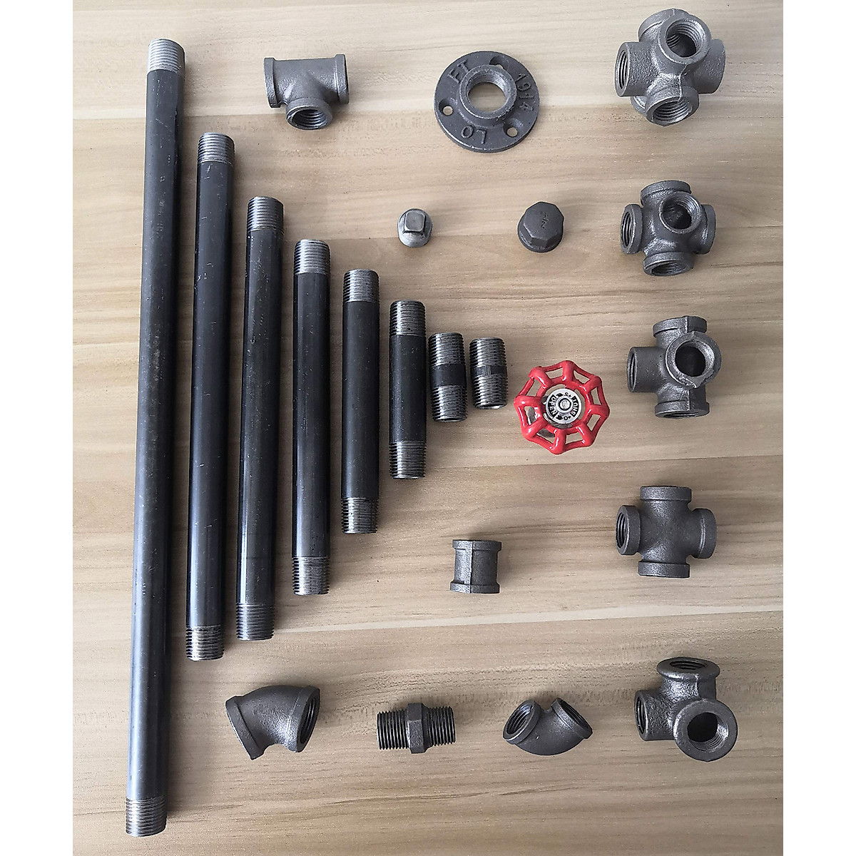 GeilSpace 6 Pack 1/2" × 18" Heavy Duty Pre-Cut Grey Metal Pipe, Industrial Steel Fits Standard Half Inch Threaded Pipes and Fittings - Vintage DIY Industrial Shelving (1/2" × 18", Grey)