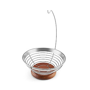 Sabatier Wire and Aacacia Wood Fruit Bowl with Banana Hanger