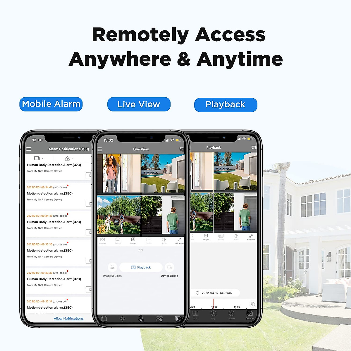 PANOOB 32 Channel PoE Security Camera Systems, 4K/8MP NVR w/8TB HDD - 24pcs 4K 8MP(3840x2160) 3.6mm HD Human Detection Wired Surveillance IP Cameras for 24/7 Business Video Audio Recording