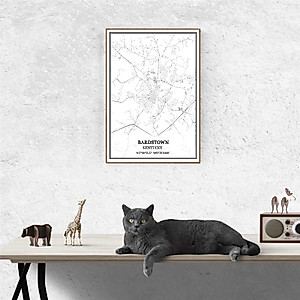 TANOKCRS Ashland Kentucky USA America Map Wall Art Canvas Print Poster Artwork Unframed Modern Black and White Map Souvenir Gift Home Decor