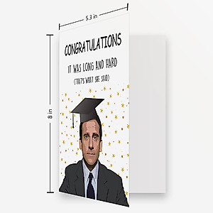 OJsensai Happy Graduation Card for Him Her, Congratulations Graduate, Michael Scott Card for Classmates, Funny Gifts for Graduate