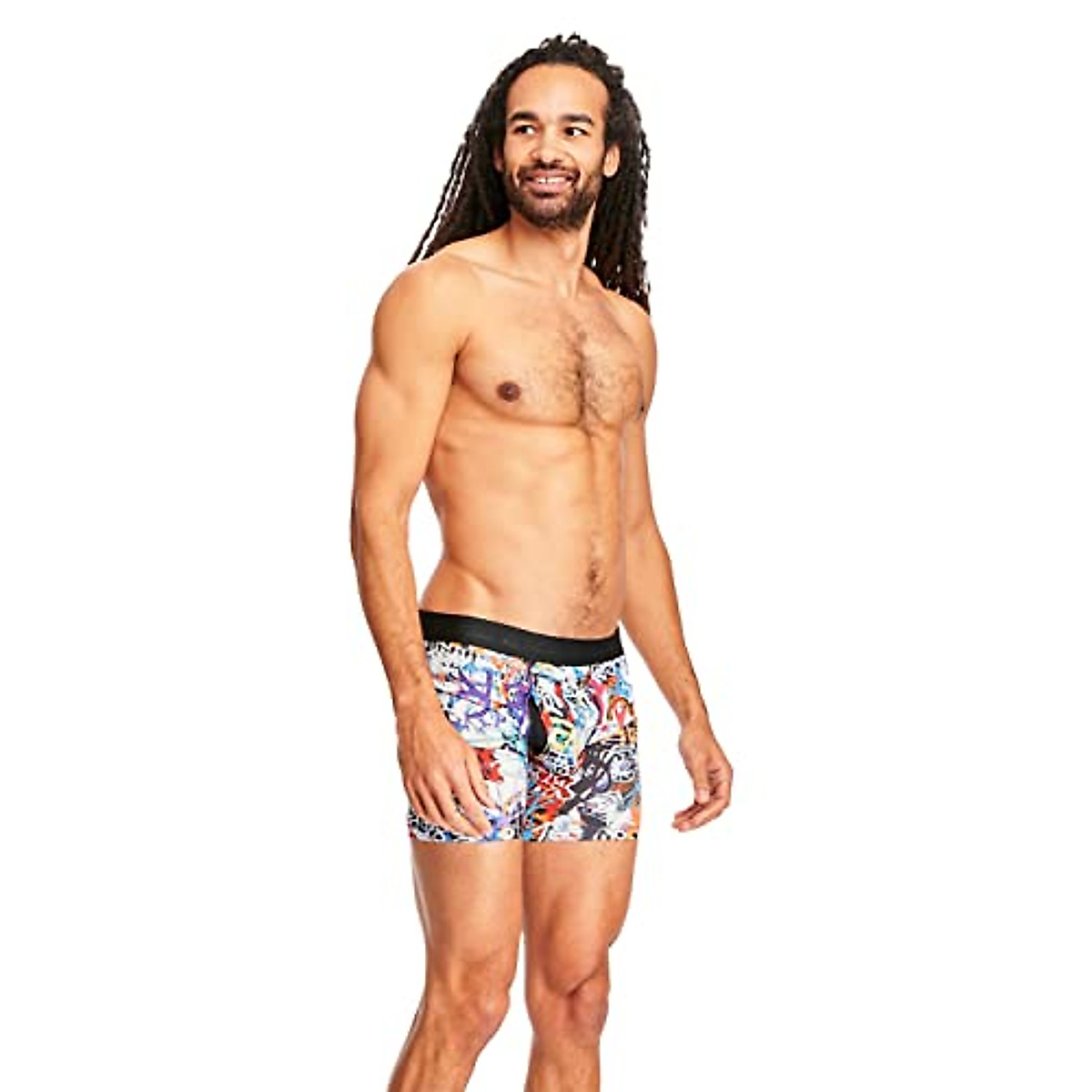 Robert Graham Grafitti Boxer Brief with Pouch-Men's Underwear, Teal