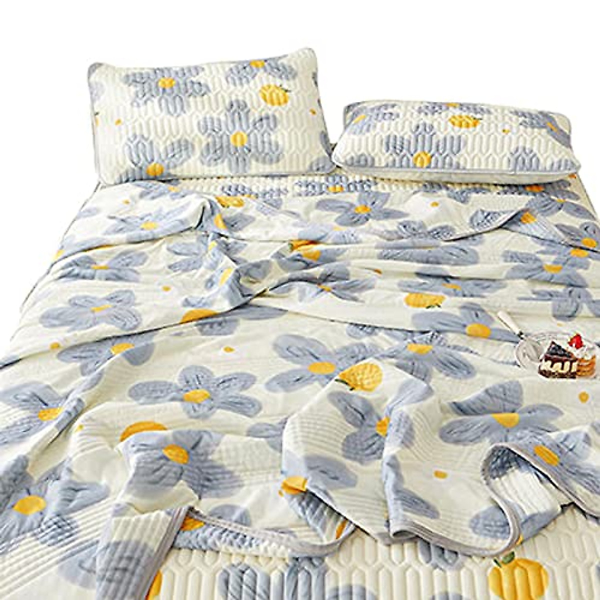 Latex Sleeping Mat Pillowcase Cooling Mattress Mat Cover Set Soft Fine Stitching Breathable IrritationFree FadeResistant for Summer (Type 1 Sleeping Mat 180x200cm / 70.9x78.7in)