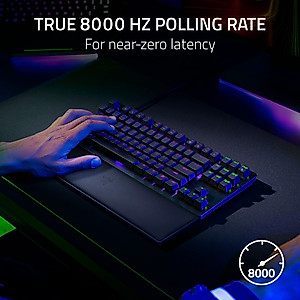 Razer Huntsman V2 TKL Tenkeyless Gaming Keyboard: Fast Linear Optical Switches Gen2 & 8000Hz Polling Rate - Detachable Type-C Cable - PBT Keycaps - Ergonomic Wrist Rest - Quartz Pink