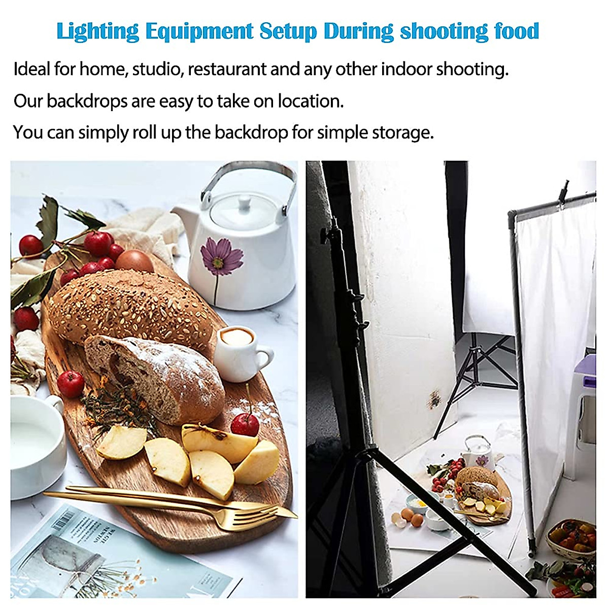 Food Photography Background Set 3pcs 34x21inches/54x84cm Flat Lay Photoshoot Backdrop Double Sided for Photo Studio Product Jewelry Tabletop Blogger Pictures Props, 6 Patterns