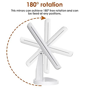 LeeWent Makeup Mirror Vanity Mirror with Lights, Bathroom Adjustable Brightness Mirrors 1X/2X/3X/10X Magnification and Touch Screen Trifold Makeup Mirror Two Power Supply Modes Women Gift White