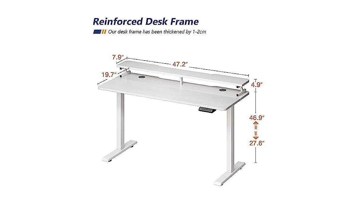 KKL Electric Standing Desk with Monitor Shelf - Sit Stand Workstation