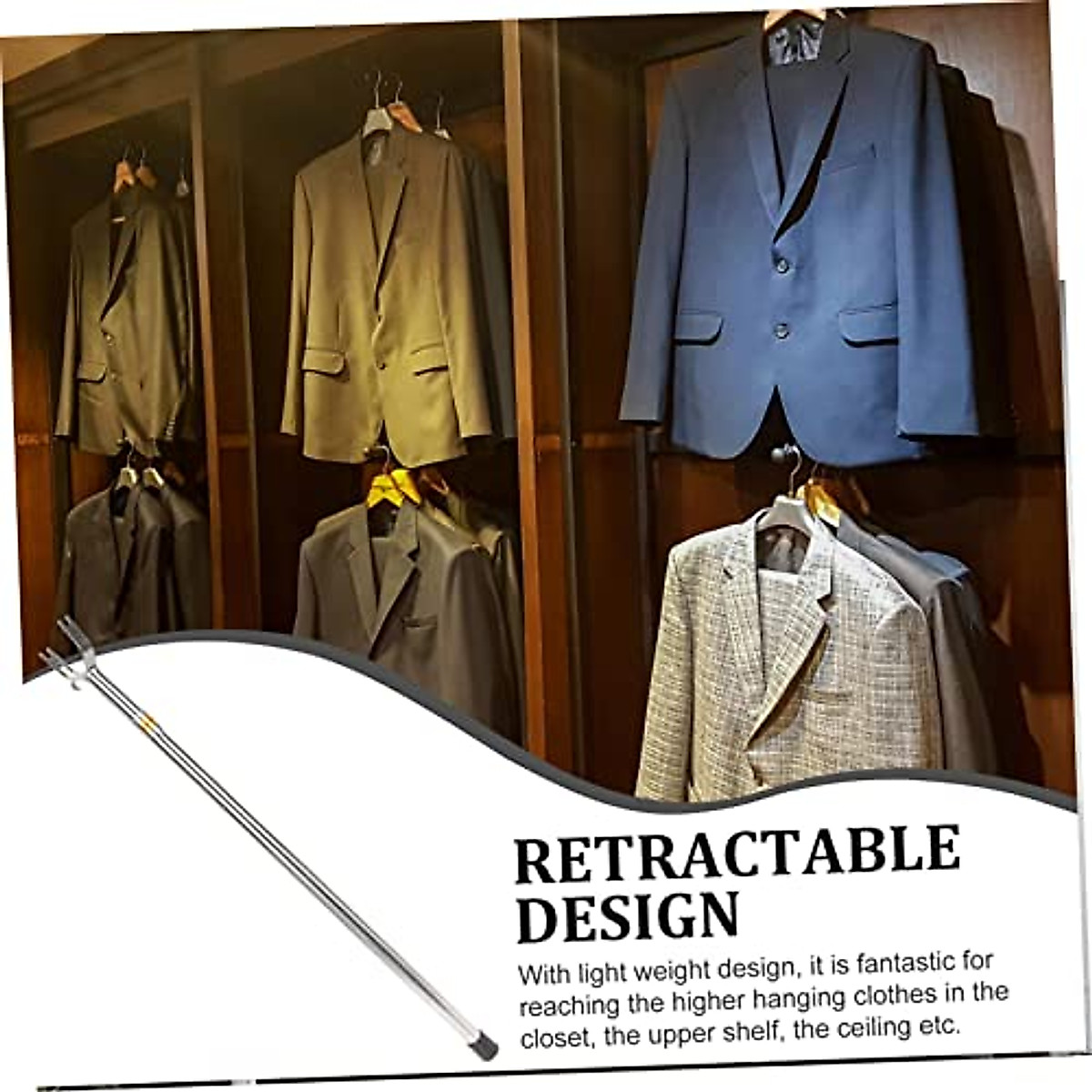 Alipis 2pcs Clothes Rail Drying Rack Clothes telescoping Pole Clothes Reaching Clothing Retractable Clothesline Prop Poles Clothesline Pole rods Retractable Clothesline Poles strut