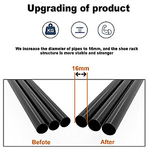 4 Tier Shoe Rack Organizer for Closet, Metal Sturdy Shoe Shelf Storage for Entryway Garage Bedroom, Small Stackable Black Shoe Stand