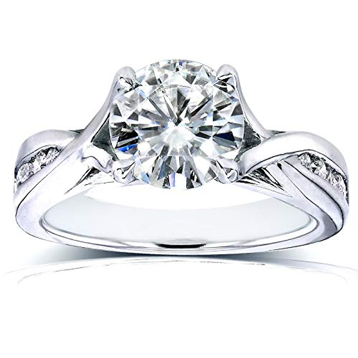 Kobelli Forever One (D-F) Moissanite Twist Engagement Ring 1 1/5 CTW in 14k White Gold, Size 5.5, White Gold