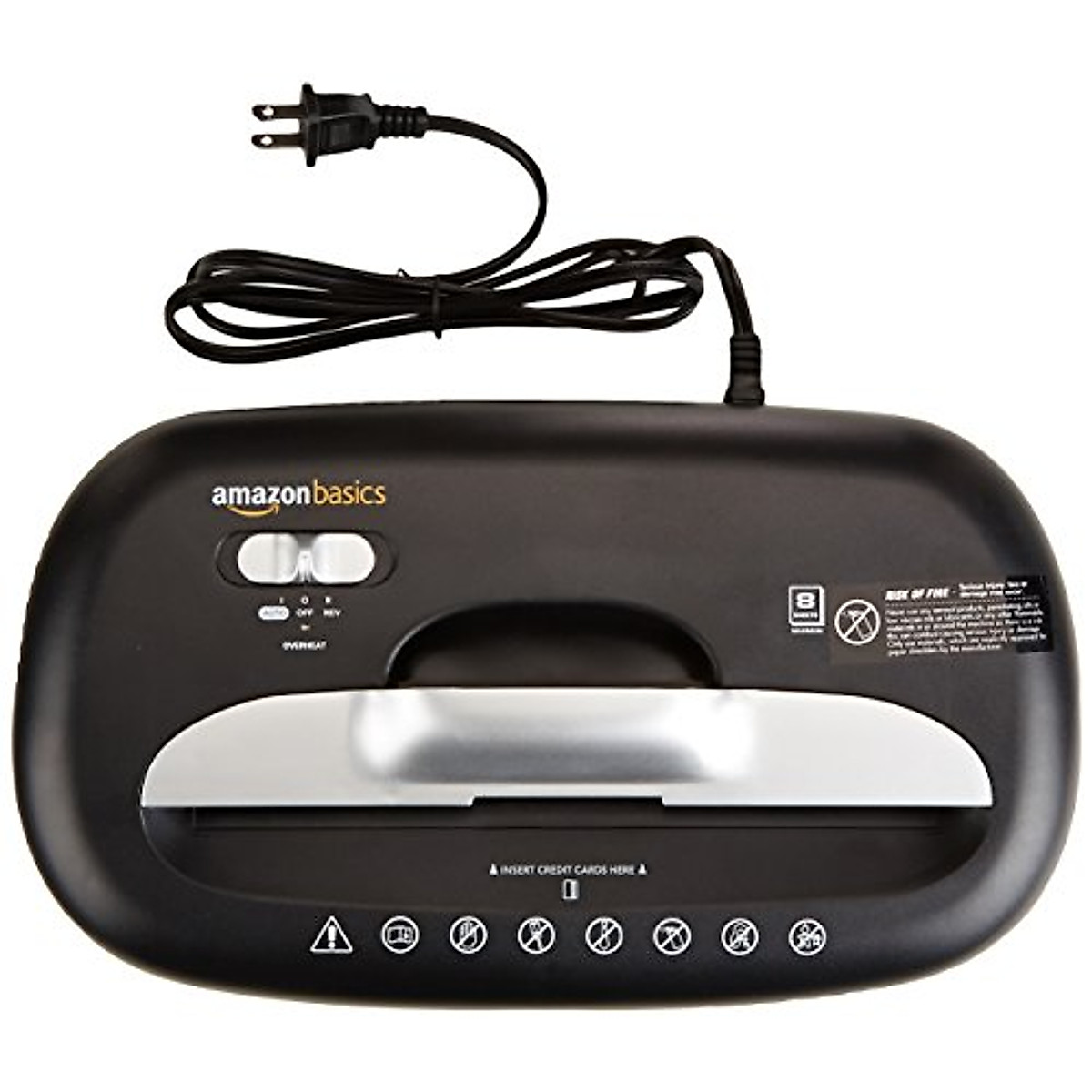 Amazon Basics 8-Sheet Capacity Cross-Cut Paper and Credit Card Shredder, 4.1 Gallon & Sharpening Lubricant Sheets - Pack of 12