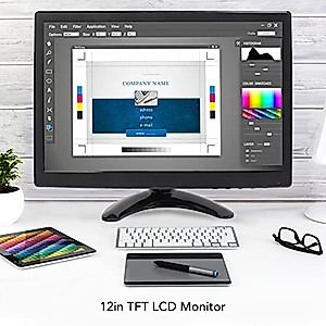 Garsentx 12 Inch TFT LCD Monitor with AV BNC VGA Input 1280x800 Portable Mini HD Color Screen Display with Built in Speaker Remote Control