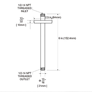 OFFO Shower Arm with Flange 6 Inches Ceiling Mount Replacement Rain Shower Head Straight Arm Ceiling-Mounted For Fixed Shower Head & High Pressure Rain Matte Black