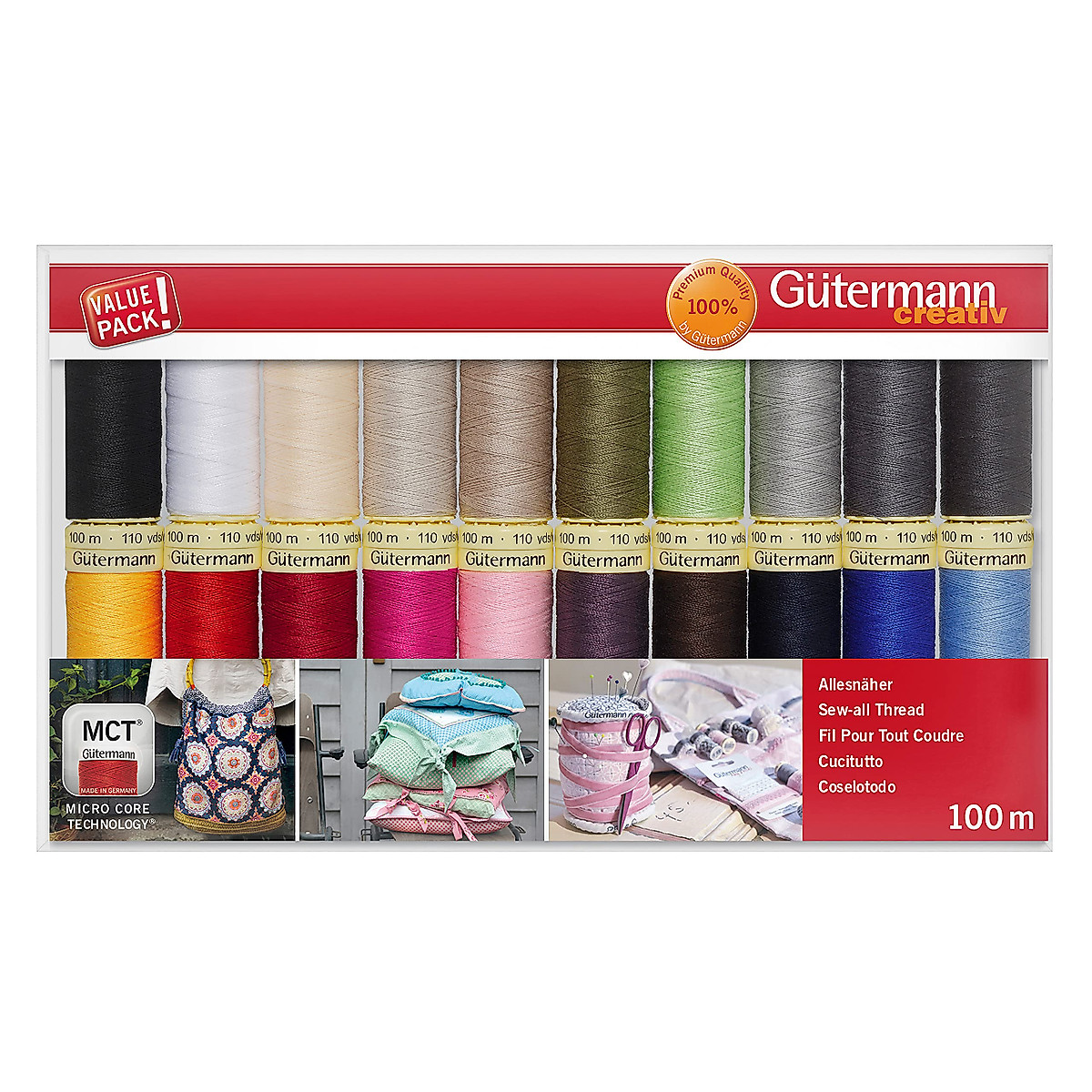 Gutermann Thread Set: Sew-All: 100m: Pack of 20, Assorted