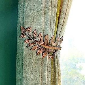 1pcs Leaf Curtain Tieback Holder Tie Backs Bedroom Living Room Curtain Decoration Accessories Holdback Metal Curtain Hook Detachable Shower Curtain (Red, One Size)