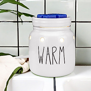 STAR MOON Rae Dunn Wax Warmer Wax Melt Warmer for Rae Dunn Inspired Decor Mason Jar Wax Warmer with Removable Dish, One More Bulb, Home Fragrance Home Decor, Glossy White (Warm)