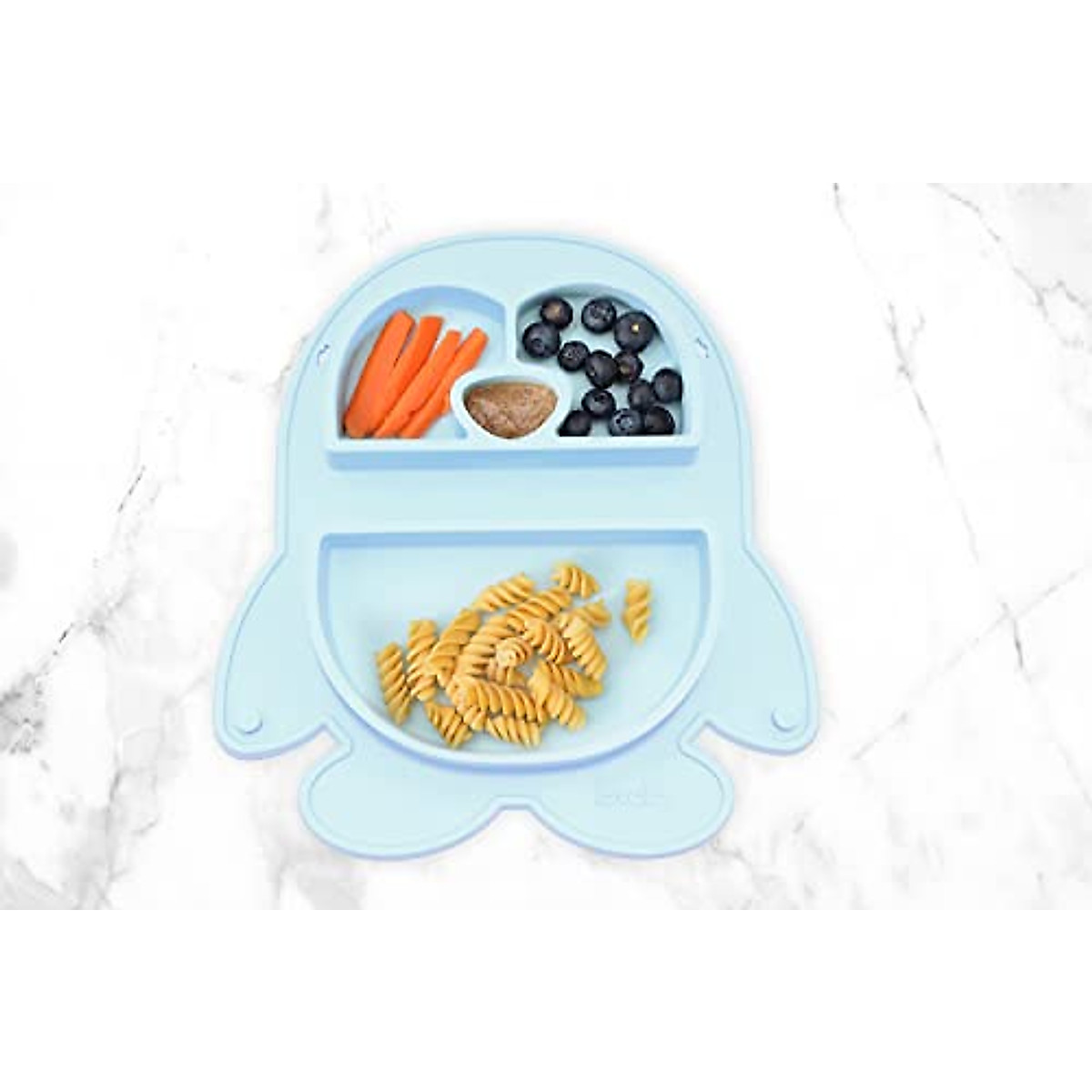 Fold-N-Go Baby Plates & Toddler Plates | Foldable for easy carry | 100% Food Grade Silicone Plate | BPA Free | Baby led weaning plate | Microwave and dishwasher safe (BLUE SKY)