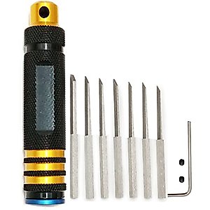 VICRAZZE Model Panel Line Scriber Resin Carved Scribe line Hobby Cutting Tool Model Chisel with 7 Blades 0.1/0.2/0.4/0.6/0.8/1.0/2.0mm for Carving Cutting