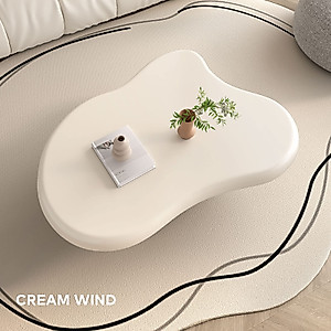 Guyii Cloud Coffee Table, Cute White Modern Tea Table, Irregular Indoor End Table for Living Room, Free Shape with 4 Legs, 41.02 Inches