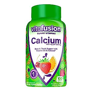 vitafusion Chewable Calcium Gummy Vitamins for Bone and Teeth Support, Fruit and Cream Flavored, America’s Number 1 Gummy Vitamin Brand, 50 Day Supply, 100 Count