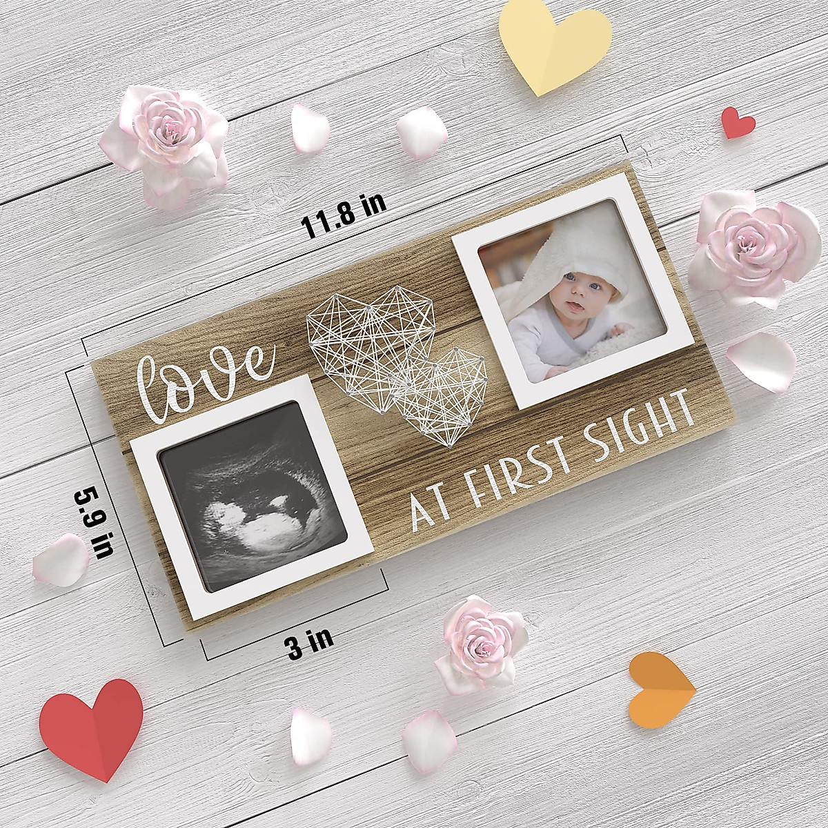 EURSET Baby Sonogram Picture Frame for 3" x 3" Ultrasound Photo - Pregnancy Announcements Ideas - Gender Reveal Baby-Shower Gift - New Mom Expecting Parents to Be Keepsake Gifts - Nursery Décor