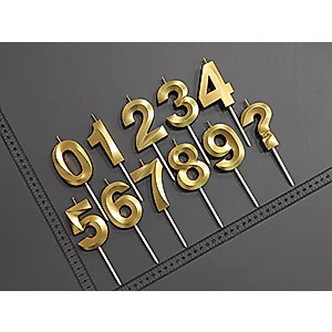 Comluge 5.5 Inch Gold Number 2 Birthday Candle 12 Pcs 5.2 Inch Gold Tall Long Birthday Candles (2, Gold)