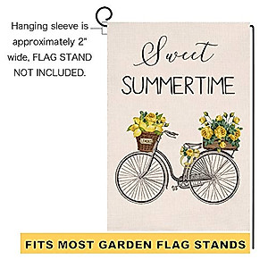 Summer Garden Flag Vertical Double Sided Lemon Farmhouse Burlap Yard Outdoor Decor 12.5 x 18 Inches (110496)