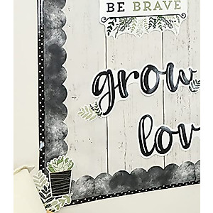 Carson Dellosa Farmhouse 65 Ft Scalloped Chalkboard Black Bulletin Board Borders, Modern Farmhouse Classroom Borders for Bulletin Board, White Board, and Classroom Décor, Bulletin Board Trim