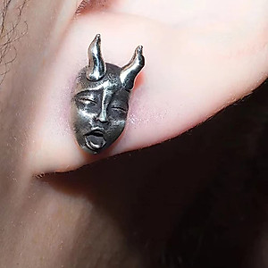 Demon Earrings Gothic Devil Ghost Mask Prajna Skull Baby Face Tiny Halloween Horror Stud Earrings for Women