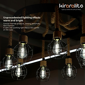 Kiraralite ST19(ST58) LED Edison Bulb, Vintage,6 Pack,Natural White 4000K, Antique Flexible Spiral LED Filament Light Bulb, Dimmable, 600LM, 6W Equivalent to 60W, E26 Base,Clear Glass