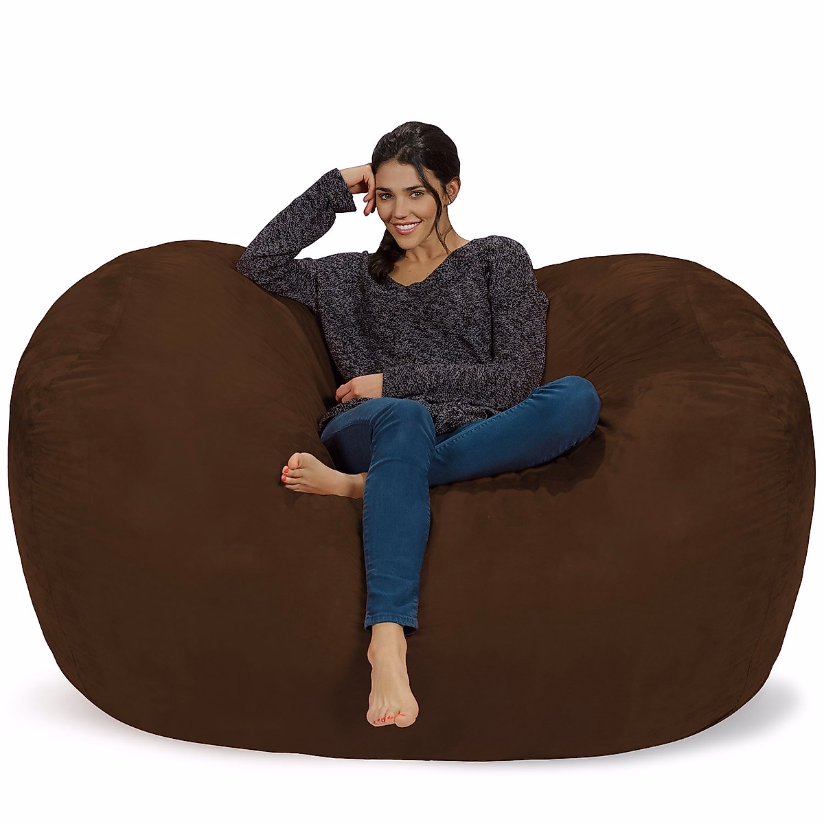 Chill Sack Bean Bag Chair: Huge 6' Memory Foam Furniture Bag and Large Lounger - Big Sofa with Soft Micro Fiber Cover - Chocolate