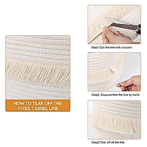 Mecaly Baby Diaper Caddy Organizer, Large Cotton Rope Diaper Basket for Baby Shower Gifts, Portable Nursery Storage Bin with 2 Inner Pockets and Removable Inserts for Changing Table &Car (Beige)