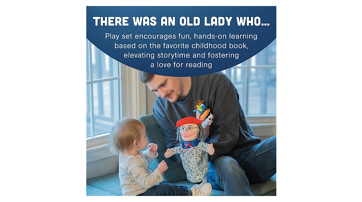 Constructive Playthings Old Lady Doll & Puppet Set for Storytime Fun