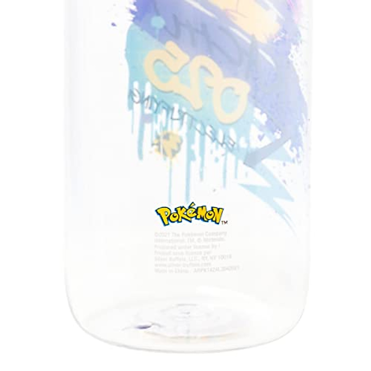 Silver Buffalo Pokémon Skate Graffiti Electrifying Pikachu Tritan Water Bottle, Screw Top Lid, 28 Ounces