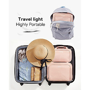 OlarHike Toiletry Bag,Large Size Waterproof Hanging Bags, Makeup Jewelry 3 in 1 Essentials Travel Packing Organizers, Fulled-Sized Family Pack, Shampoo, Conditioner, Brushes Set (Pink)