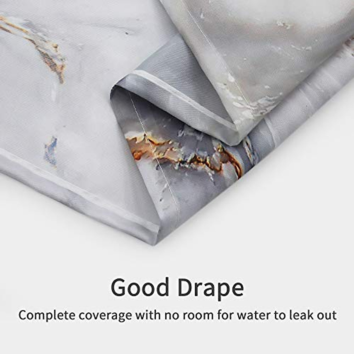 MitoVilla Grey Gold Marble Shower Curtain Set, Abstract Modern Shower Curtain for Bathroom Decor, Luxury Standard Shower Curtain for Bathtub, Waterproof Washable Fabric Shower Curtain, 72 x 72