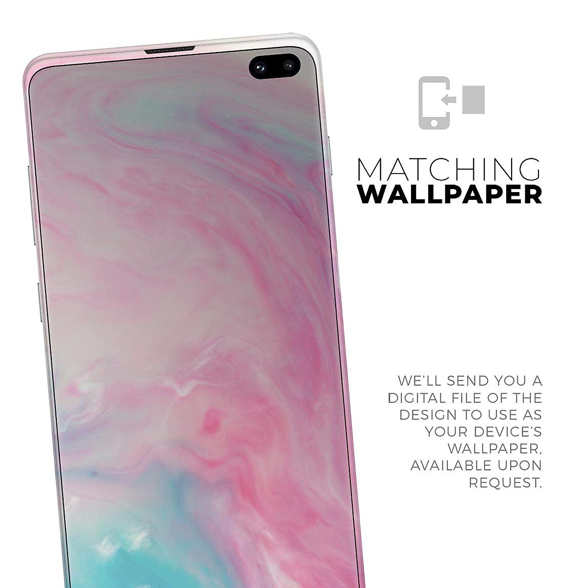 DesignSkinz Marbleized Pink and Blue Paradise V712 Protective Vinyl Decal Wrap Skin Cover Compatible with The Samsung Galaxy S20 (Screen Trim & Back Glass Skin)