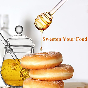 Forart Honey Jar with Dipper and Lid Glass Handmade Honey Pot Glass Made Honey Dipper and Honey Pot Heat-Resistant 11/14 oz Beehive Honey Pot for Home Kitchen