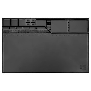 Htm-203 Black Magnetic Repair Work Mat Heat Resistant Large Silicone Soldering Mat Expand Work Area for Soldering, Electronics, Computer Repair Etc