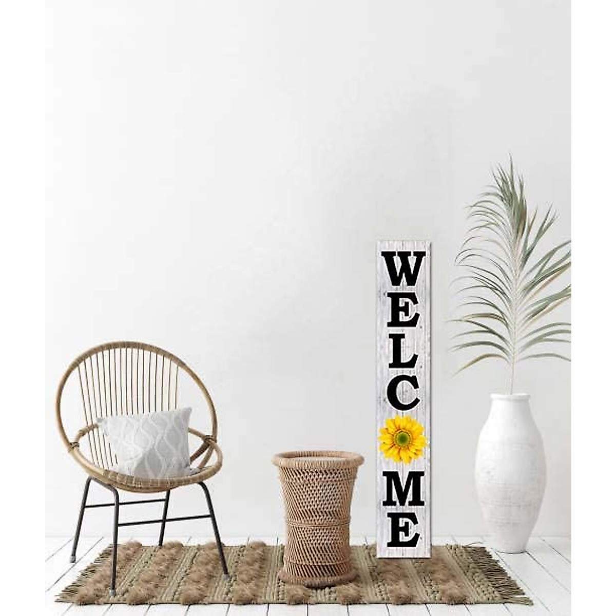 KPSheng Sunflower Hanging Signs Spring Welcome Porch Wood Sign 8x48 Inch Summer Spring Door Summer Hanging for Front Door Garden Home Yard Sunflower Party Decorations