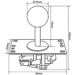SANWA JLF-TP-8YT Joystick 8 pcs OBSF-30 Push Button Bundle Kit Color : Red - for Arcade Game 4 & 8 Way Adjustable, Compatible with Catz Mad SF4 Tournament Joystick S@NWA