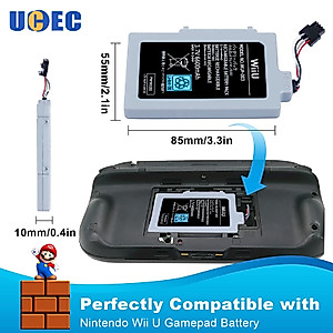 UCEC 6600mAh Wii U Gamepad Battery Replacement Rechargeable Battery Pack Wii Accessories for Nintendo Wii U Gamepad WUP-010, WUP-012