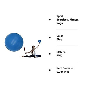 CIZEBO Small Exercise Ball for Between Knees, 6 inch Pilates Ball with Pump, Mini Yoga Core Ball Physical Therapy, Blue