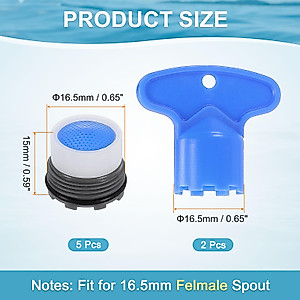 uxcell 5Pcs 16.5mm Cache Faucet Aerator with 2Pcs Removal Wrench Tool, Faucet Replacement Parts, Water Saving Flow Restrictor Set Replacement Parts for Kitchen Bathroom Sink
