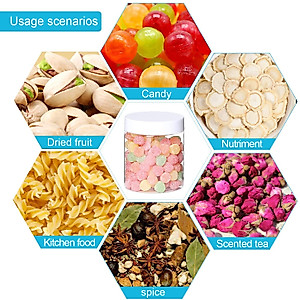 Dabacc 8 OZ Plastic Jars with Lids, Clear Plastic Containers, 32Pcs Clear Plastic Slime Mason Spice Jar Empty Round Container with White Lid & Chalkboard Sticker for Kitchen Dry Food Spices Jelly