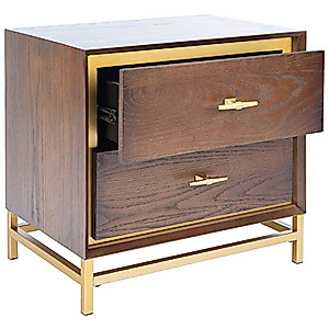 SAFAVIEH NST6401B, 23" W x 16" L x 21.5" H, Walnut/Brass