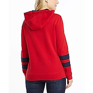 Nautica Women's Classic Supersoft 100% Cotton Pullover Hoodie, Red, Medium