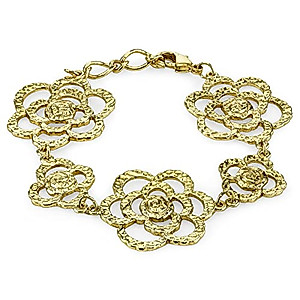 1928 Jewelry Hammered Flower Bracelet